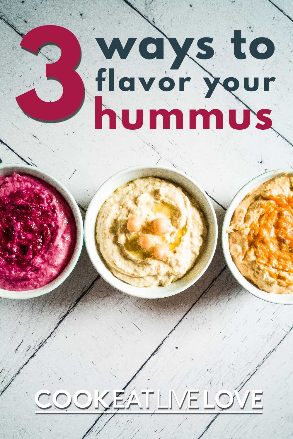 Easy vegetable hummus trio ~ Cook Eat Live Love