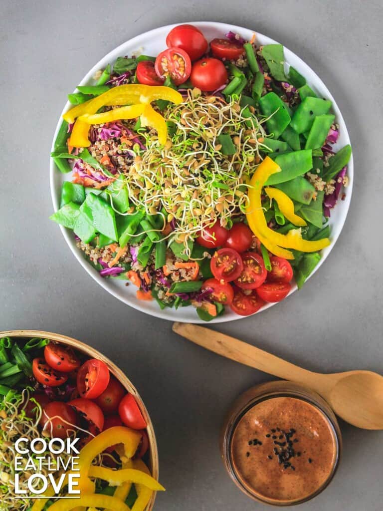 Veggie Salad Bowl with Sprouted Lentils Recipe - Cook Eat Live Love