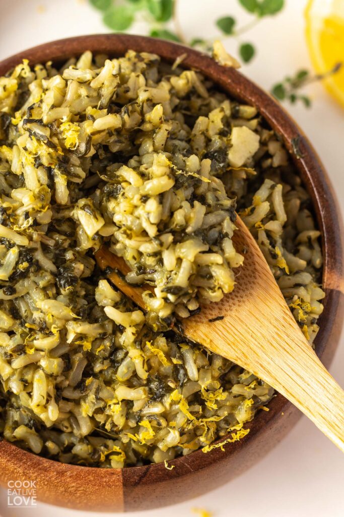 Mediterranean Lemon Spinach Rice - Cook Eat Live Love