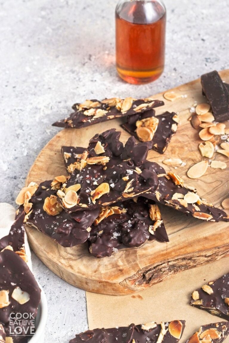 Chocolate Almond Bark with Maple Candied Almonds - Cook Eat Live Love
